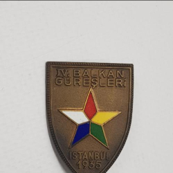 1935 İSTANBUL 4. BALKAN GÜREŞLERİ NADİR MADALYA ROZET - Bayrak Müzayede