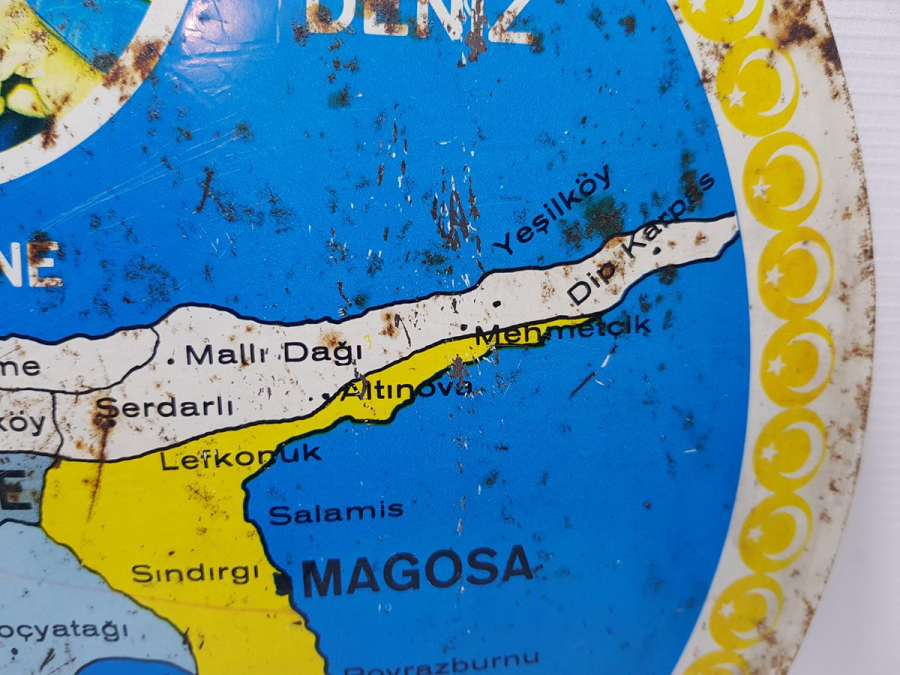 1974 ÖNCESİ TÜRK ADASI KIBRIS HARİTALI VE BÜLENT ECEVİT RESİMLİ TENEKE ...